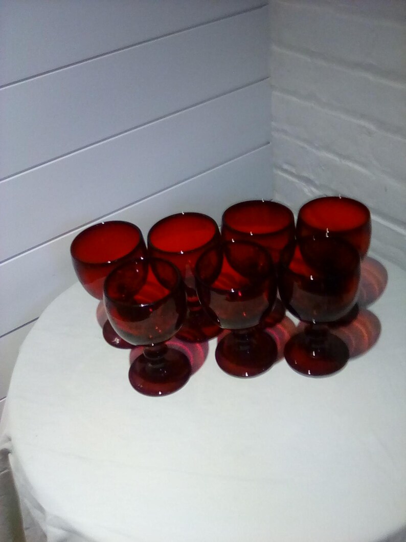 7 Vintage Hoffman House Ruby Red Glass Goblets - Etsy