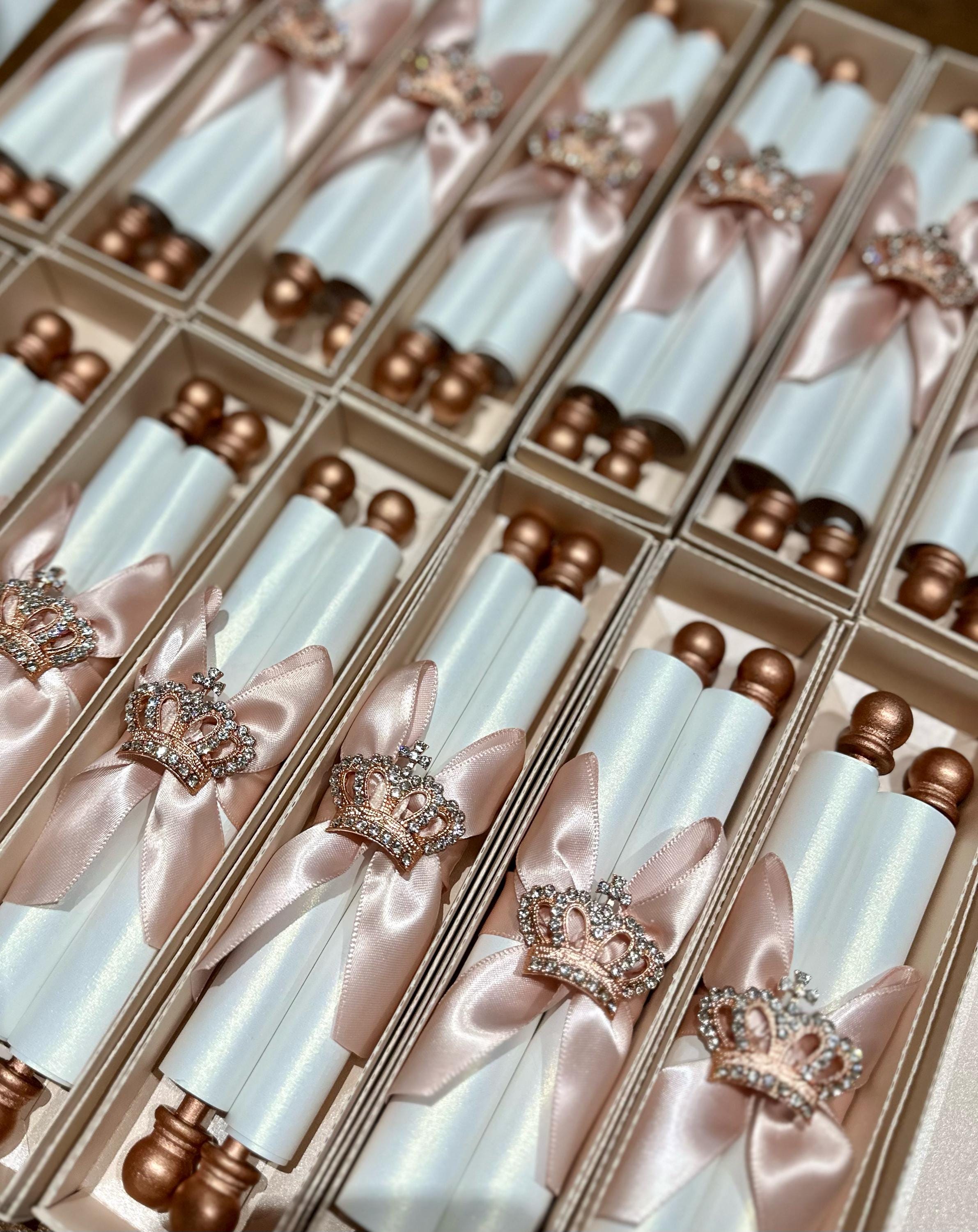 Elegant Princess Scroll Invitation, Rose Gold & Blush, Invitacion De ...