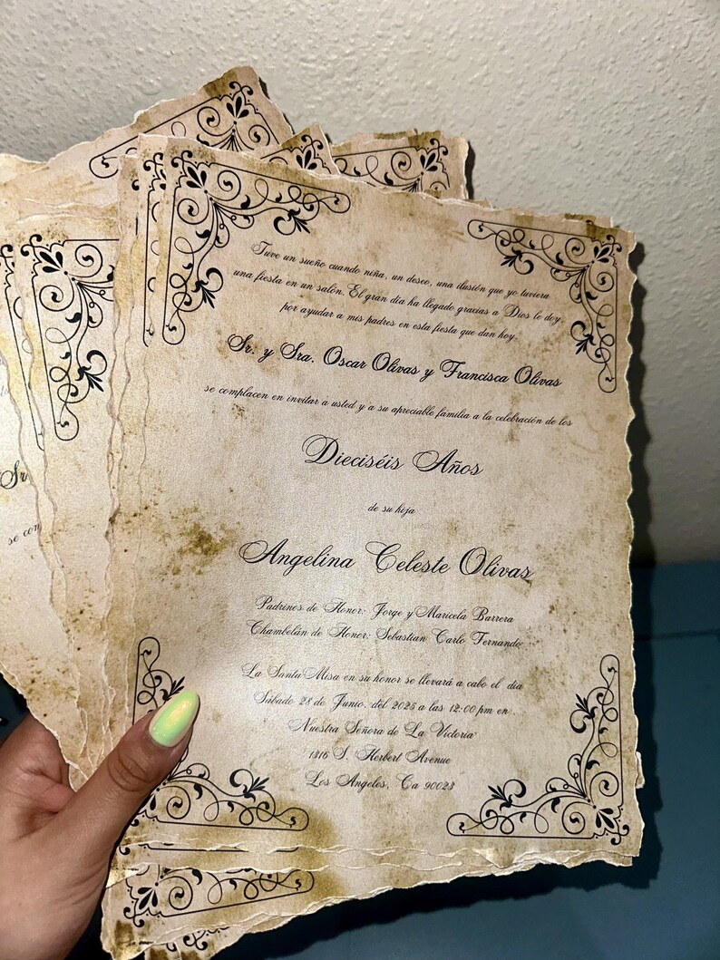 Elegant Vintage Rustic Scroll Invitation; Classic Scroll Quinceanera ...
