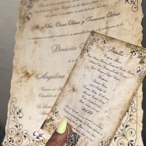 Elegant Vintage Rustic Scroll Invitation; Classic Scroll Quinceanera ...