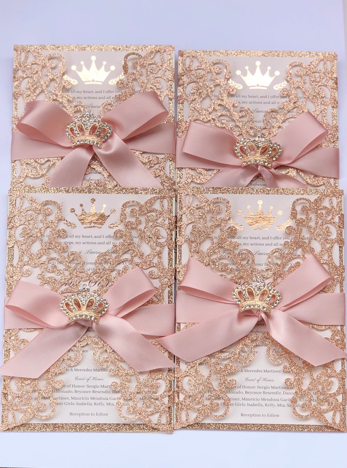 Rose Gold Princess Laser Cut Invitation With a Crown Button - Etsy