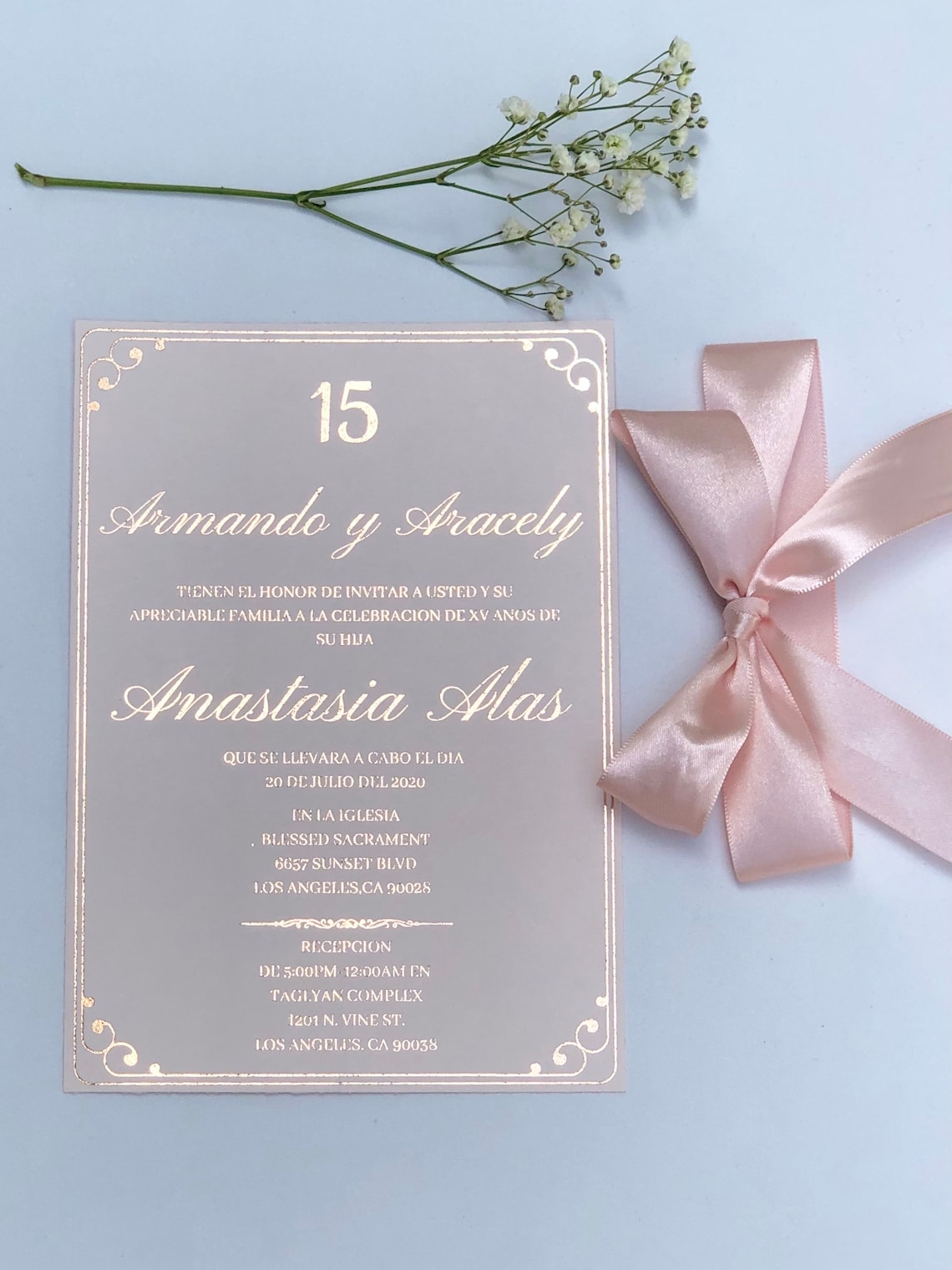 Blush & Rose Gold Vellum Invitation/ Rose Gold Foiled Invitation ...