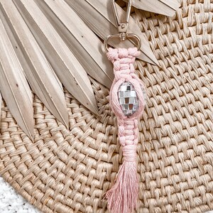 Macrame Disco Keychains Boho Keychains Disco Ball Accessories Macrame Disco Purse Clip Macrame ...