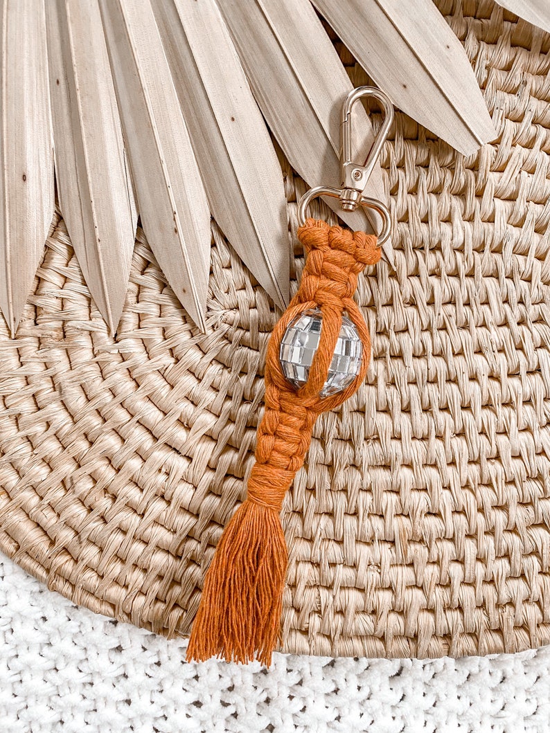 Macrame Disco Keychains Boho Keychains Disco Ball - Etsy
