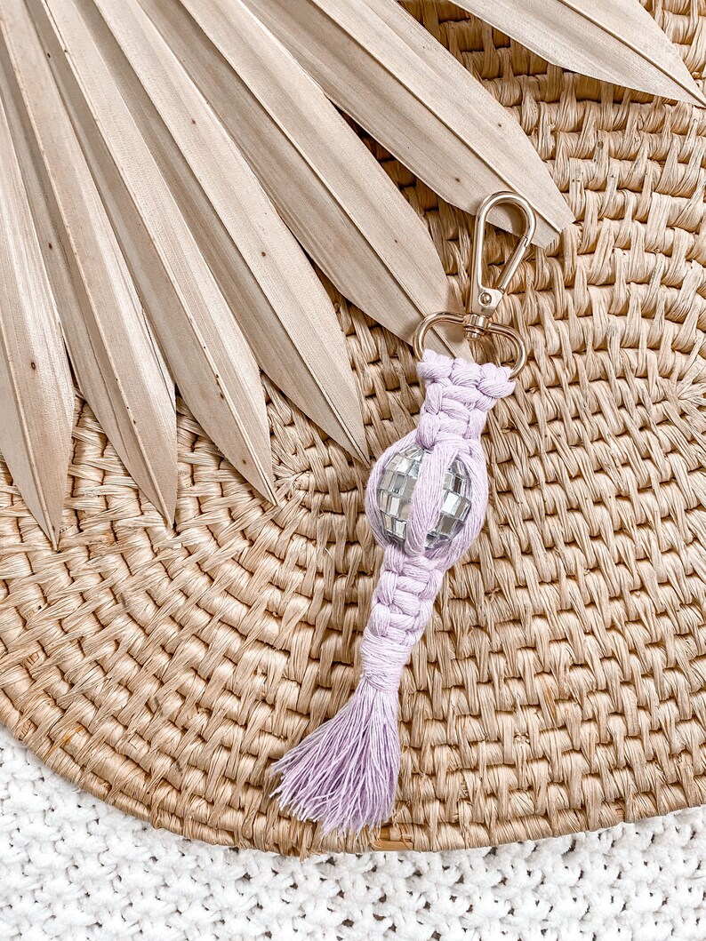 Macrame Disco Keychains Boho Keychains Disco Ball - Etsy