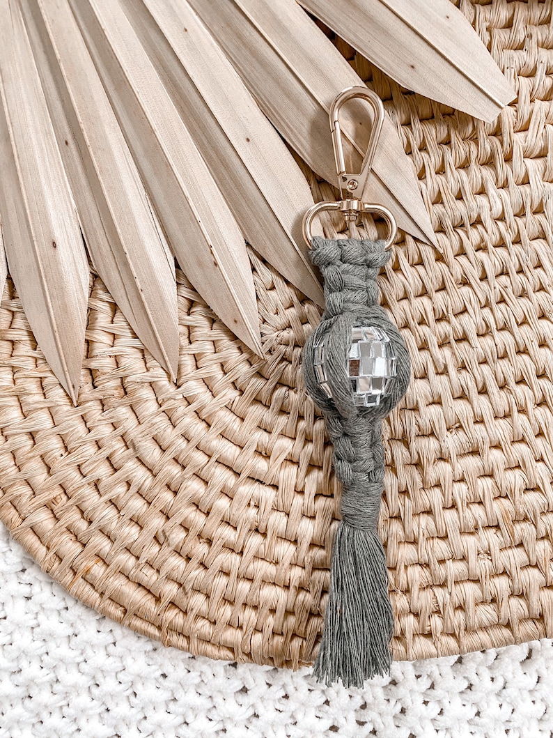 Macrame Disco Keychains Boho Keychains Disco Ball - Etsy