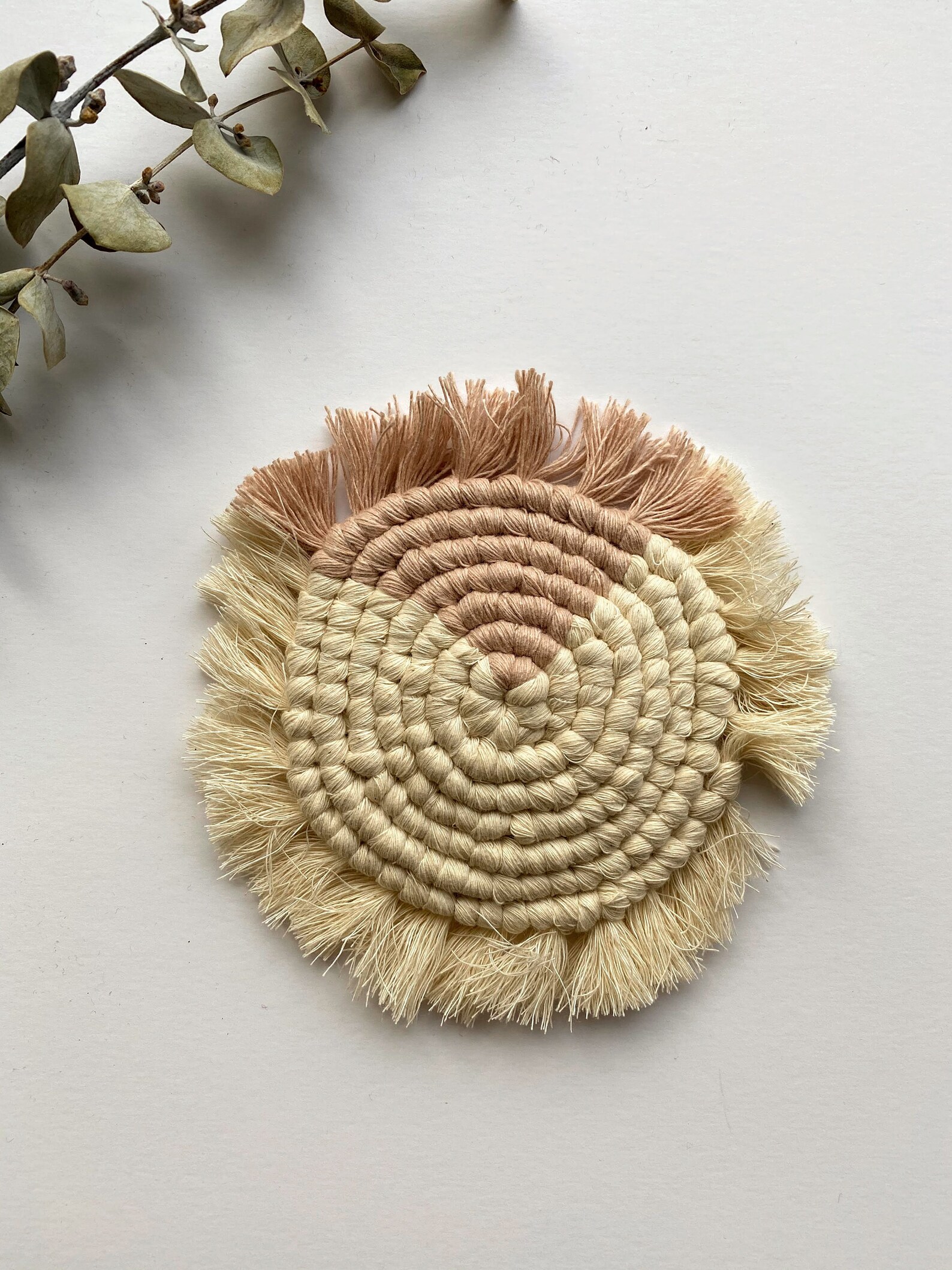 Set of 4 Desert Vibes Macrame Spiral Coasters Table Coasters | Etsy