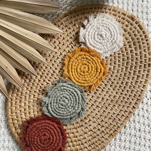 Mini Boho Macrame Car Cup Coasters | Set of 2| Cupholder Coasters | Car ...