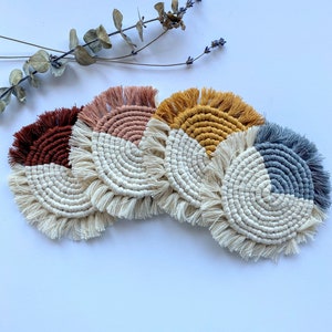 Set of 4 Spring Vibes Macrame Spiral Coasters Boho Table Coasters Boho ...