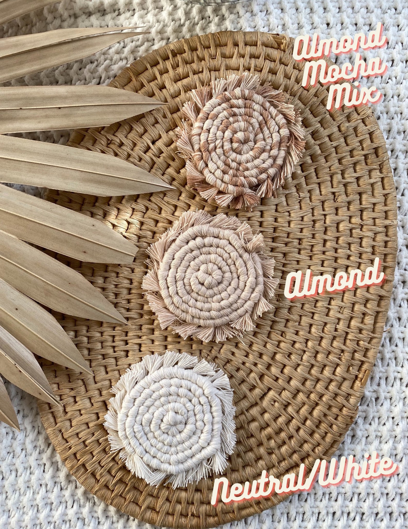 Mini Boho Macrame Car Cup Coasters Set of 2 Cupholder Coasters Car ...