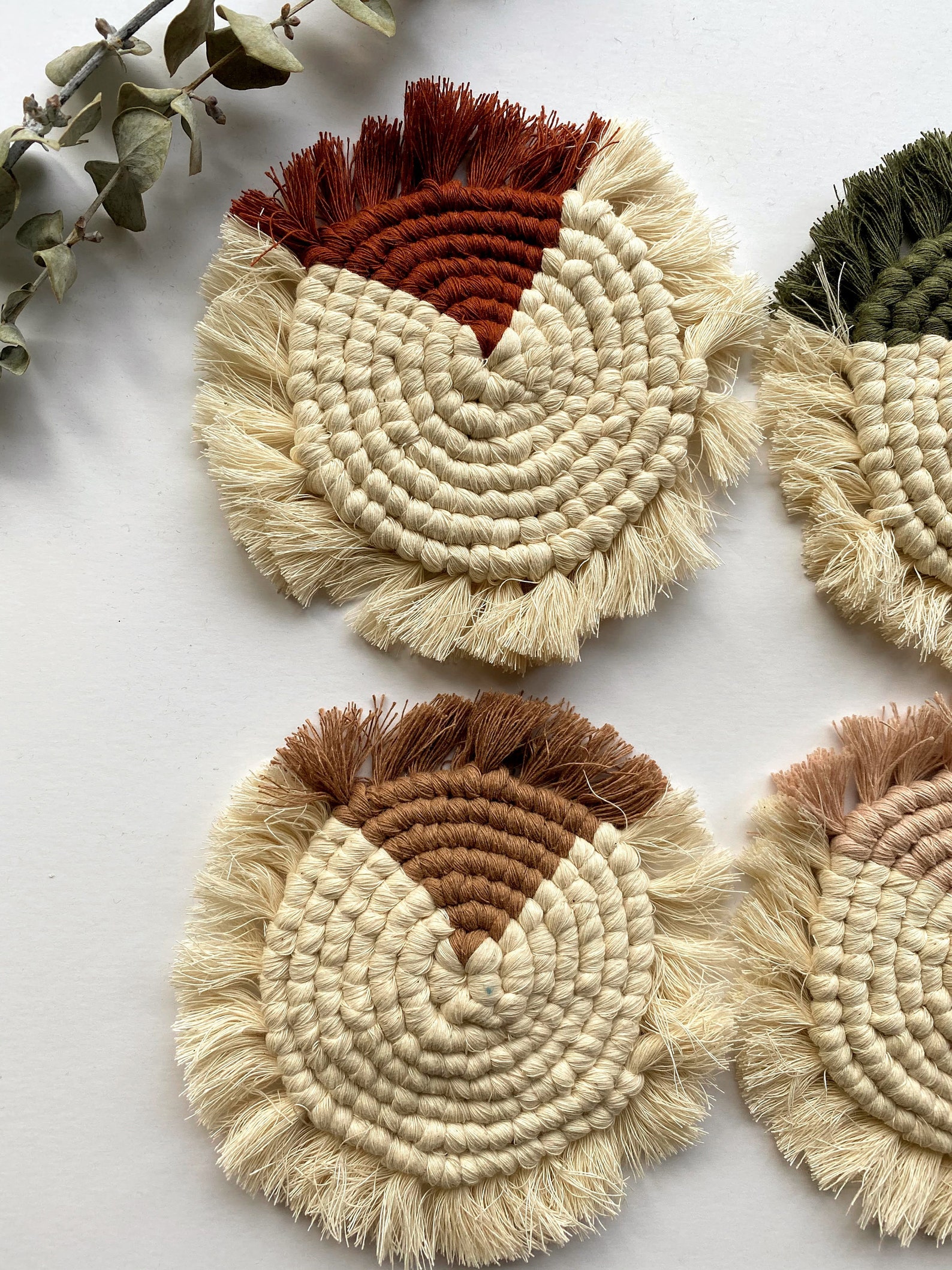 Set of 4 Desert Vibes Macrame Spiral Coasters Table Coasters | Etsy
