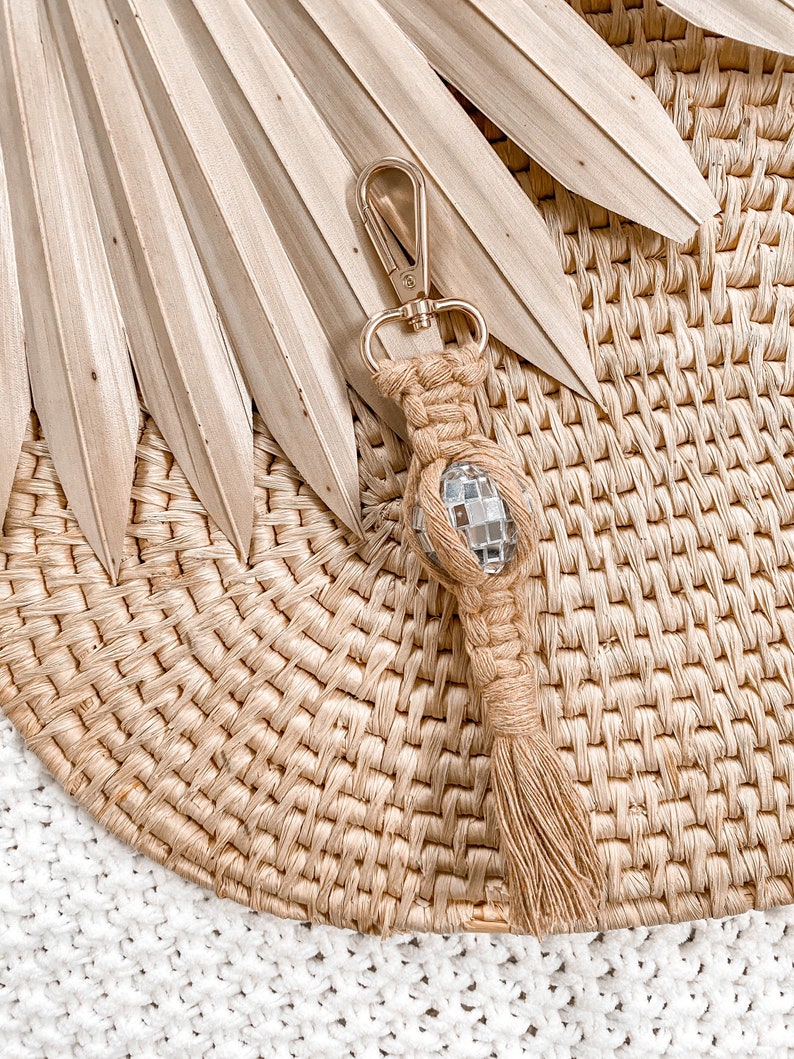 Macrame Disco Keychains Boho Keychains Disco Ball - Etsy