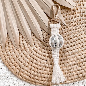 Macrame Disco Keychains Boho Keychains Disco Ball Accessories Macrame Disco Purse Clip Macrame ...