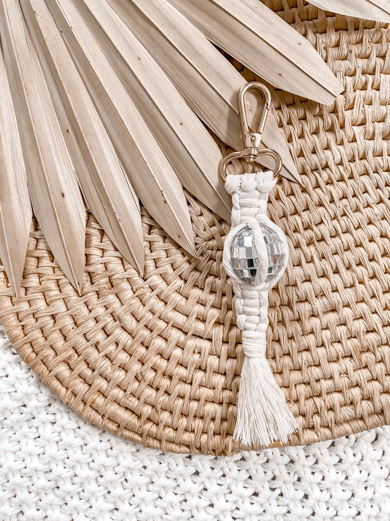 Macrame Disco Keychains Boho Keychains Disco Ball - Etsy