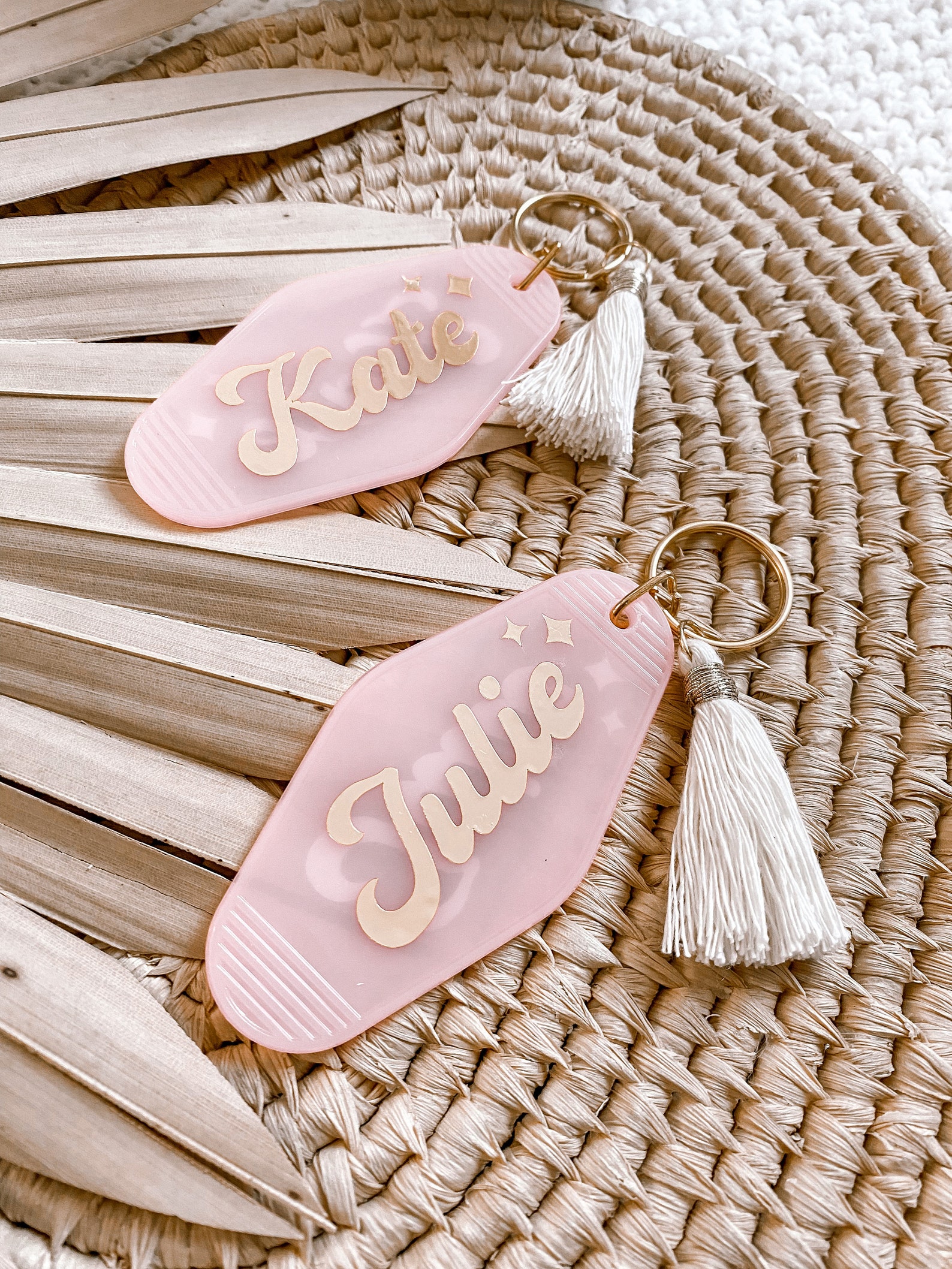 Personalized Motel Keychain With Macrame Tassel | Personalized Gifts ...