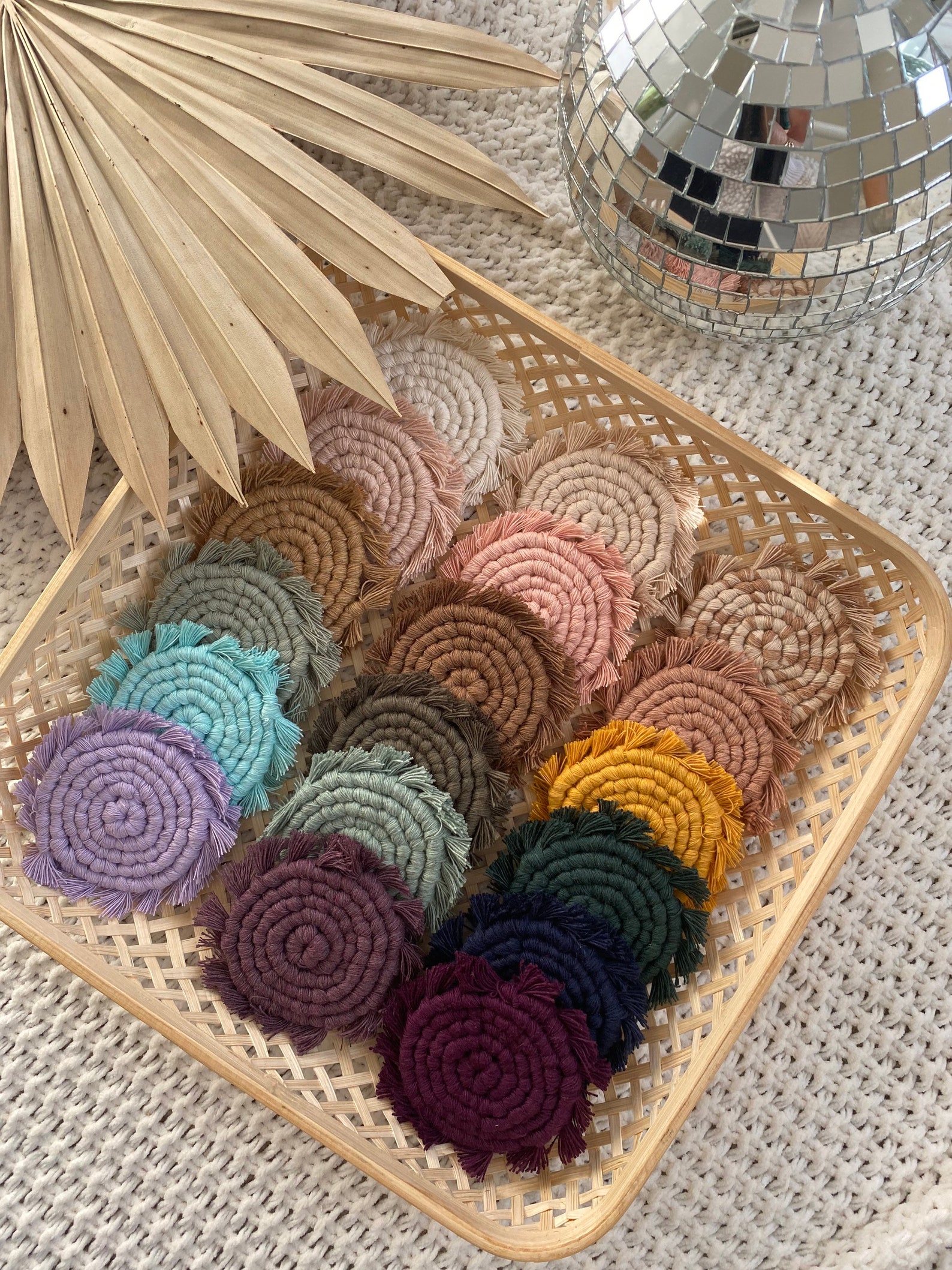 Mini Boho Macrame Car Cup Coasters Set of 2 Cupholder Coasters Car ...