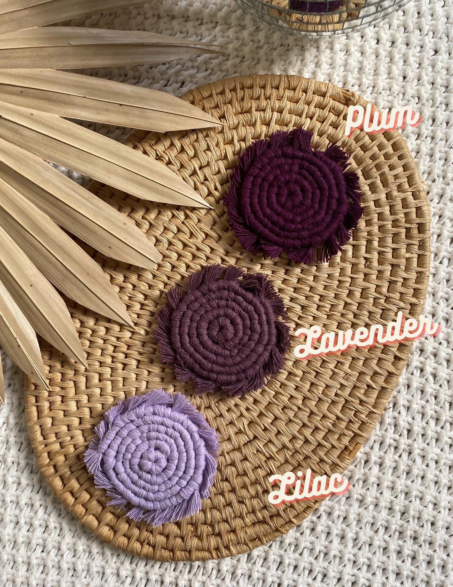 Mini Boho Macrame Car Cup Coasters Set of 2 Cupholder Coasters Car ...