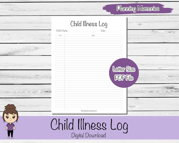 Child Illness Log for Sick Kids Mommy Tracker for Sick Baby - Etsy