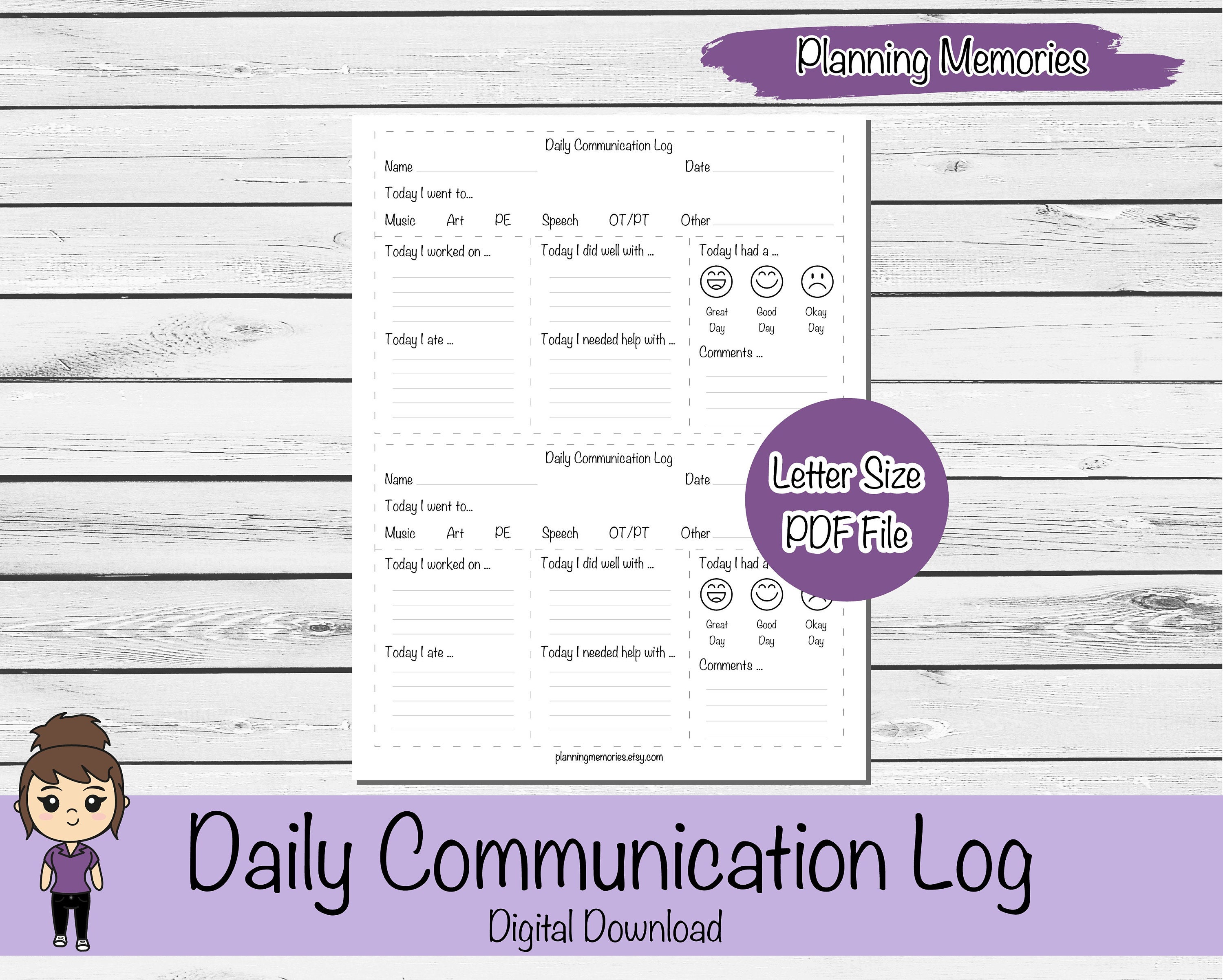 Daily Communication Log for Teachers Classroom Communication - Etsy