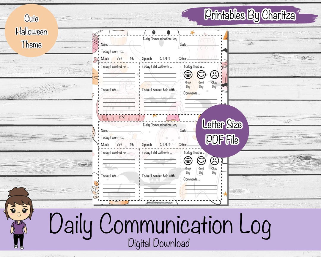 Daily Communication Log for Teachers, Classroom Communication Log ...