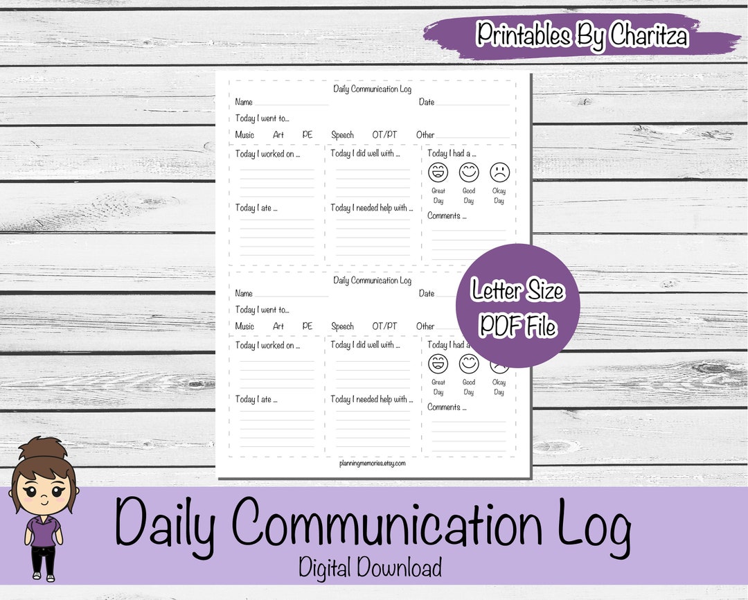 Daily Communication Log for Teachers, Classroom Communication Log ...
