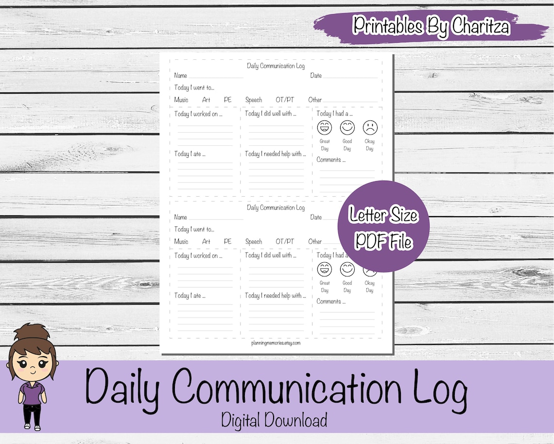 Daily Communication Log for Teachers, Classroom Communication Log ...