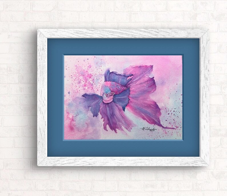 Pink Betta-original Watercolor - Etsy