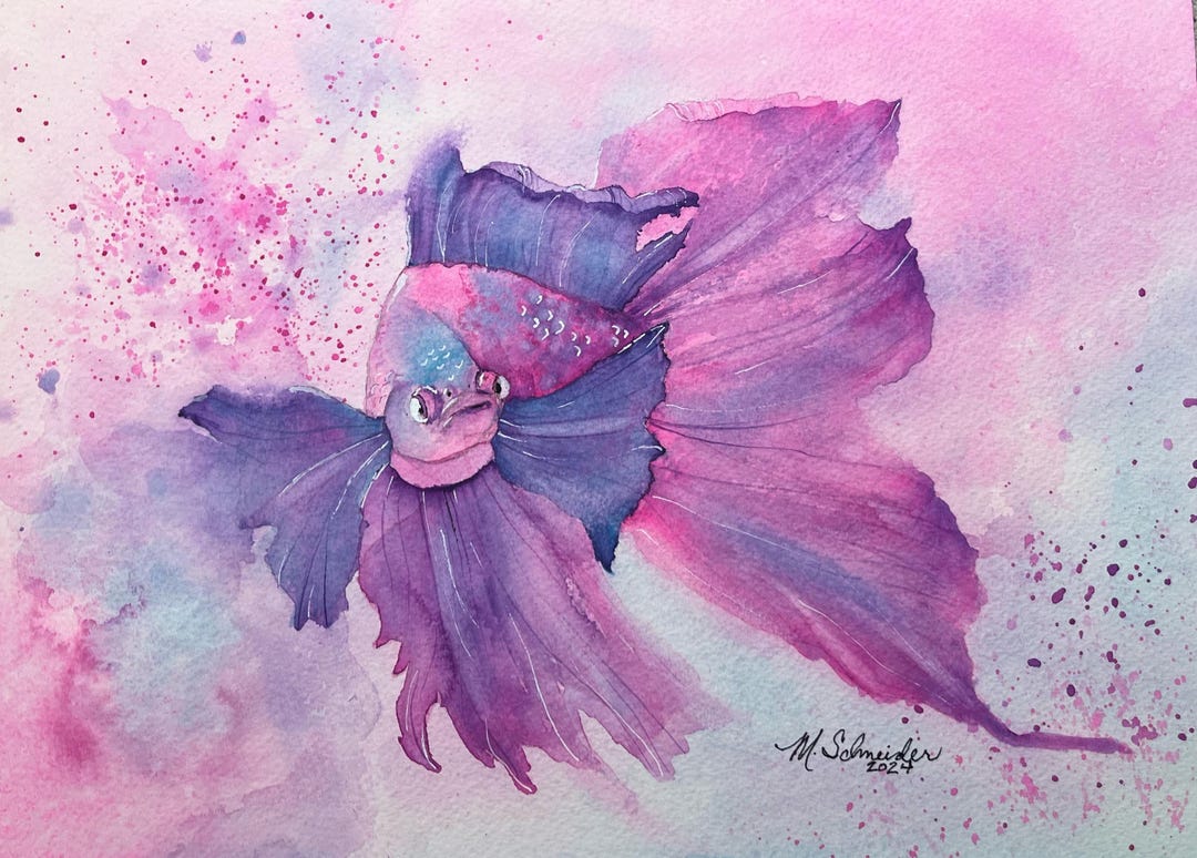 Pink Betta-original Watercolor - Etsy