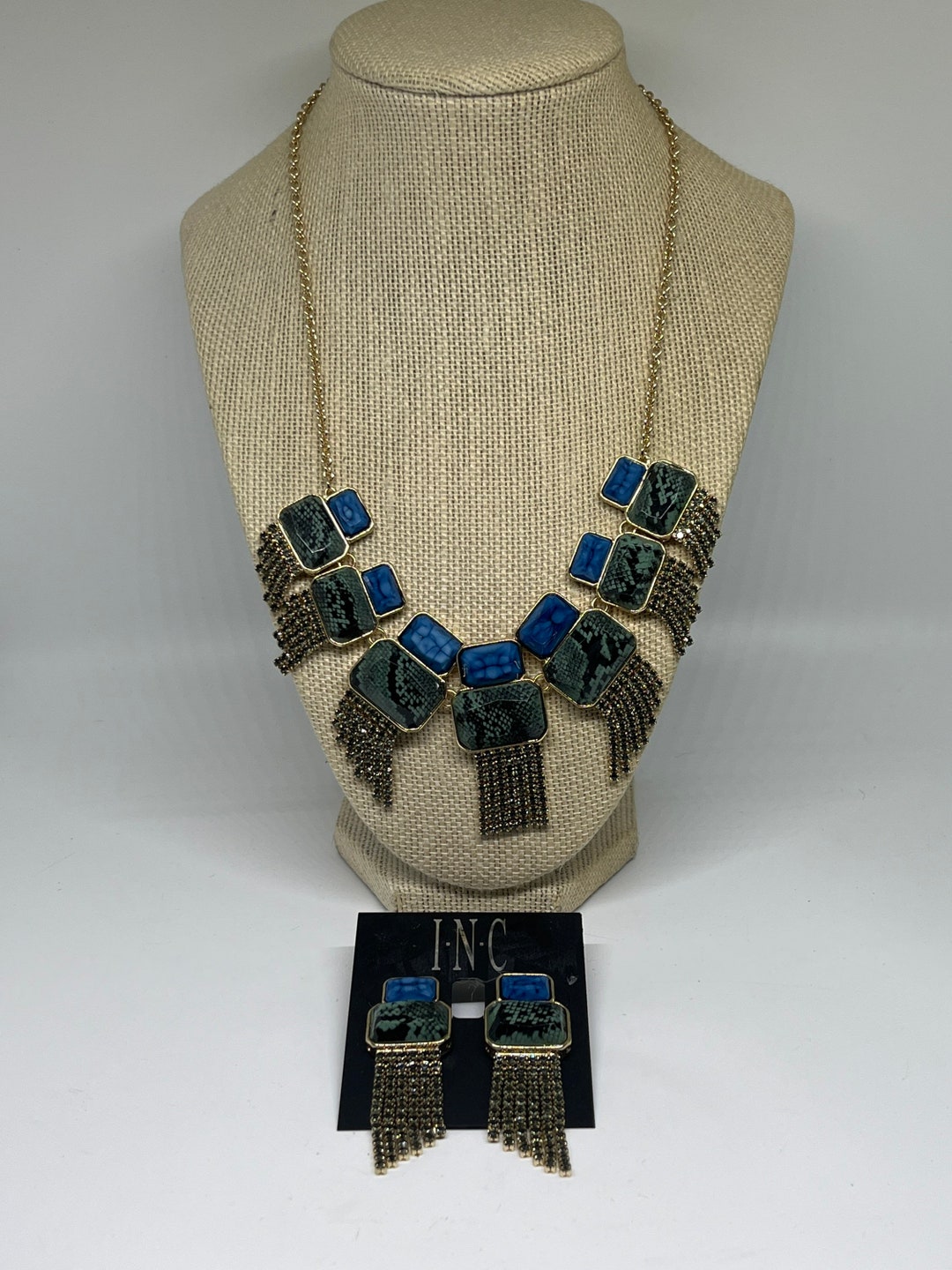 Vintage INC Necklace and Pierced Earrings Set - Etsy