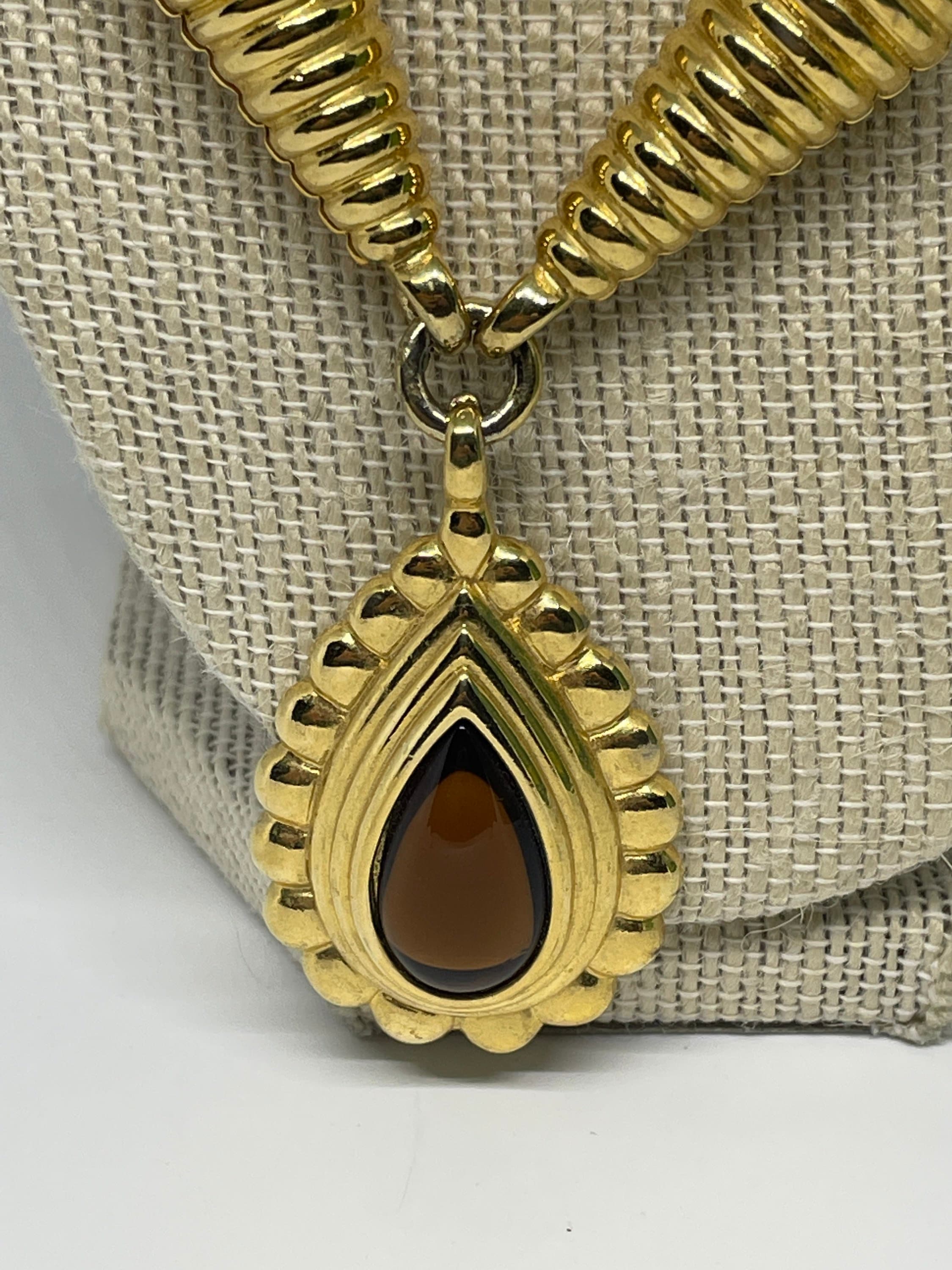 Unique Vintage Monet signed amber color beaded necklace | Etsy