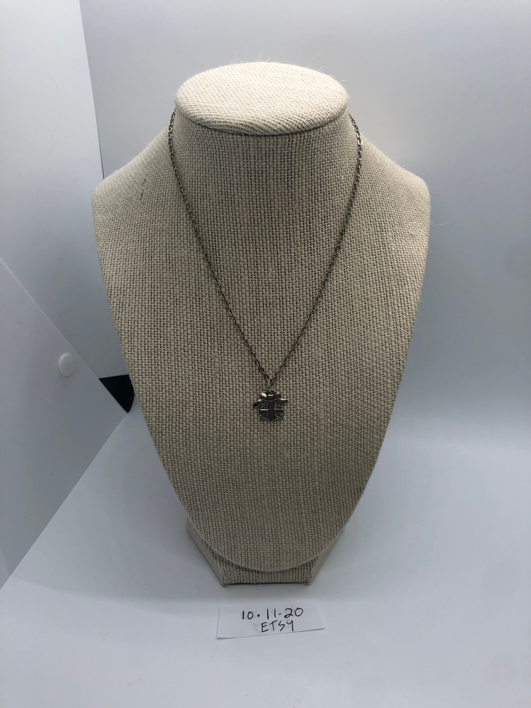 Vintage Silvertone Gift Necklace - Etsy