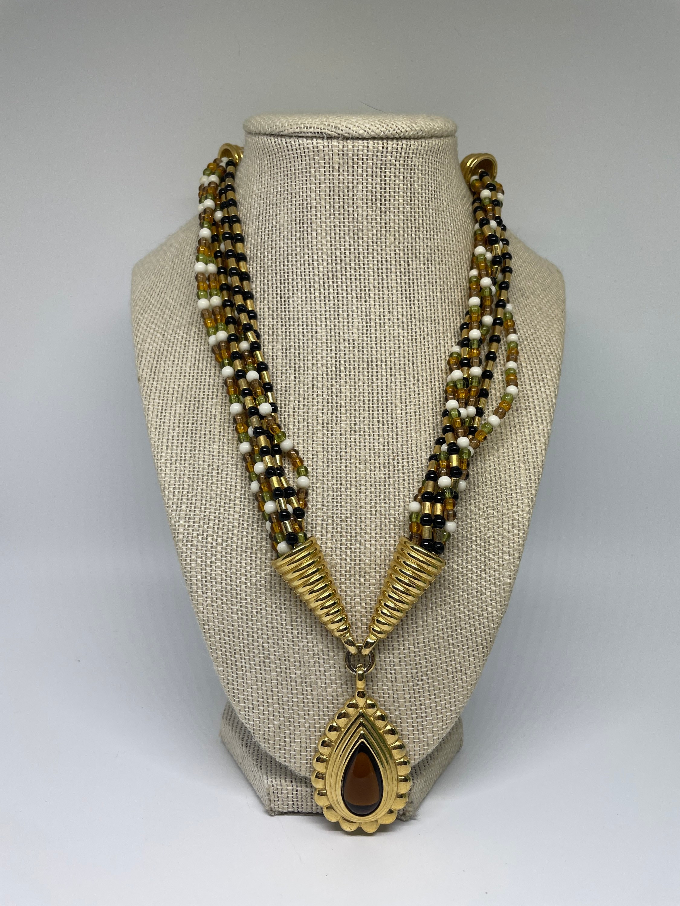 Unique Vintage Monet Signed Amber Color Beaded Necklace - Etsy