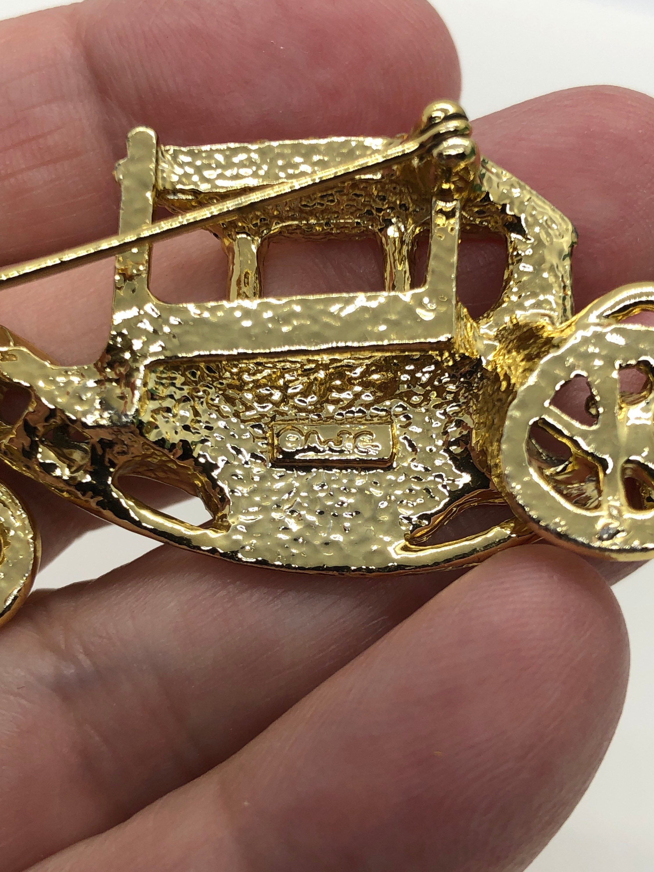 Vintage AJC rhinestone goldtone truck pin | Etsy