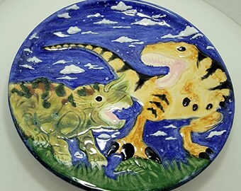 Dinosaur Ceramic Plates - Etsy