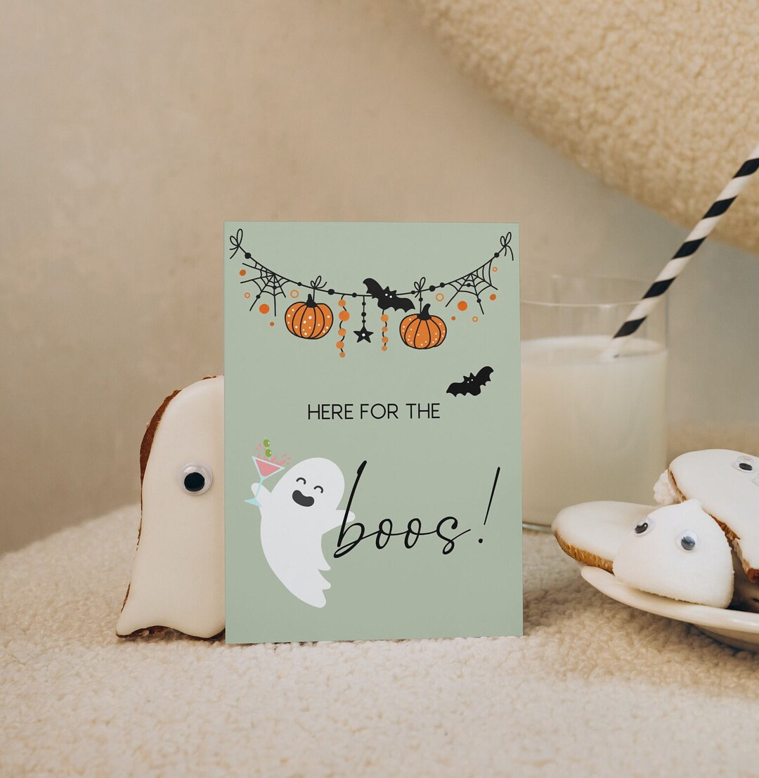 Here for the Boos! Cute Ghost Drinks and Bar Sign - Printable - Instant ...