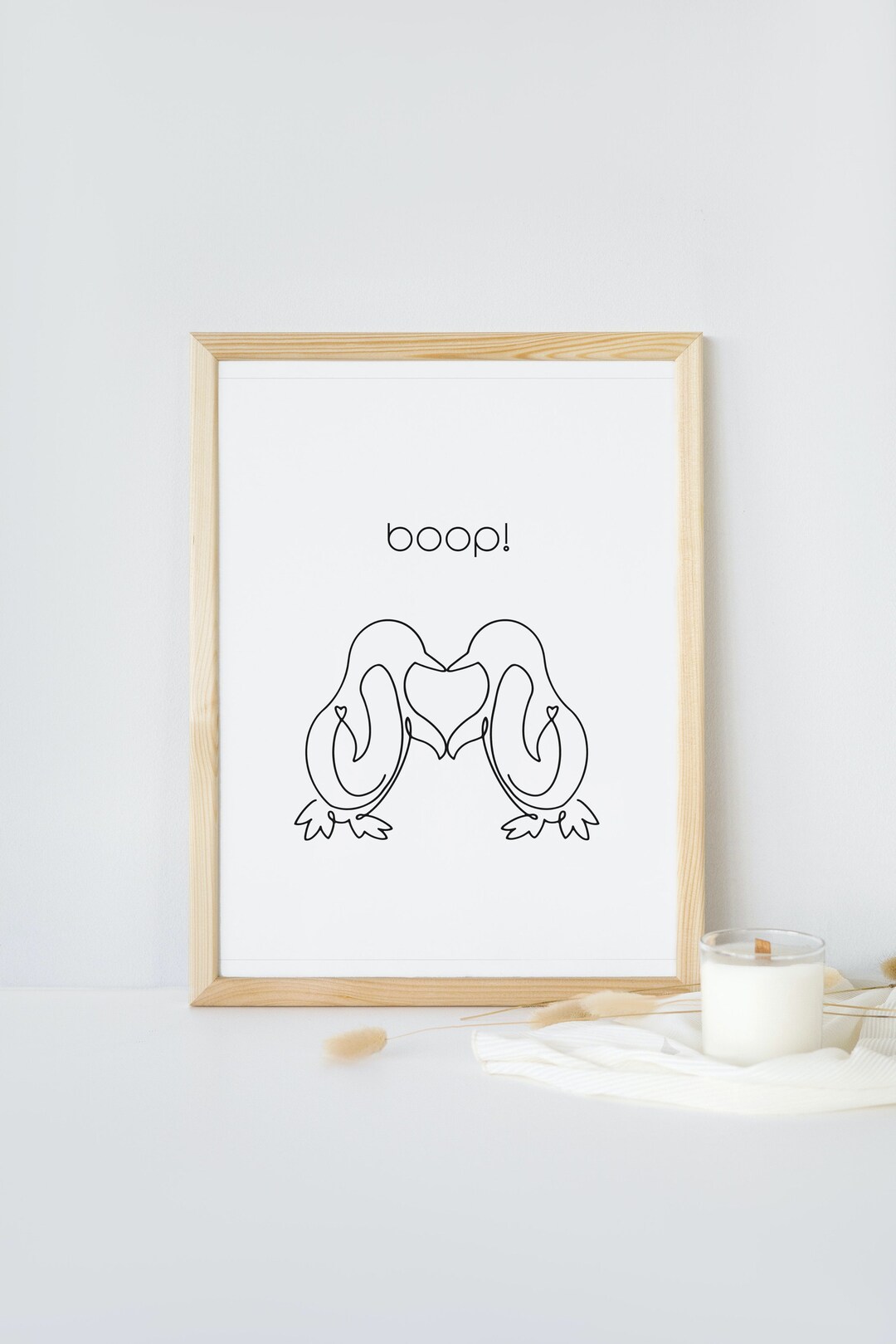 Boop! Kissing Penguins Line Art - Instant Download - Minimalist Drawing ...