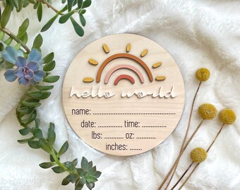 Hello World Birth Announcement Sign | Etsy