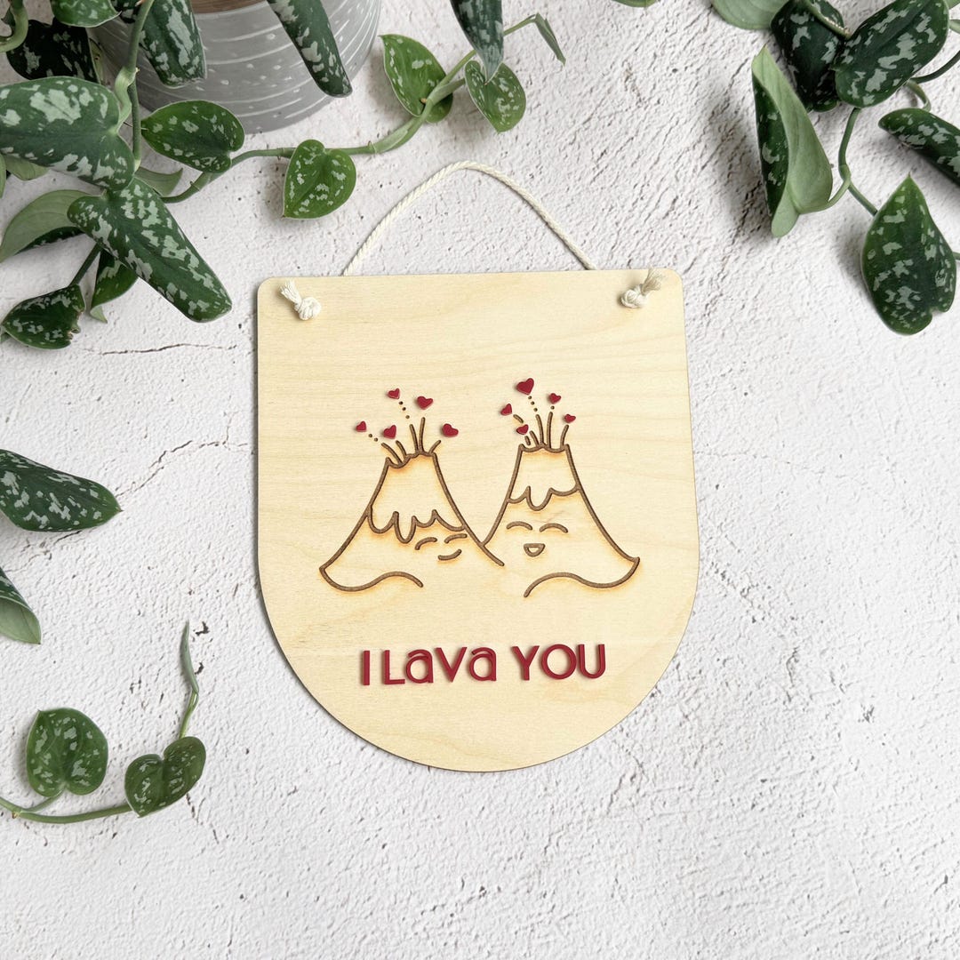 I Lava You Pennant Banner | Cute Volcano Line Drawing | Engrave and Cut ...
