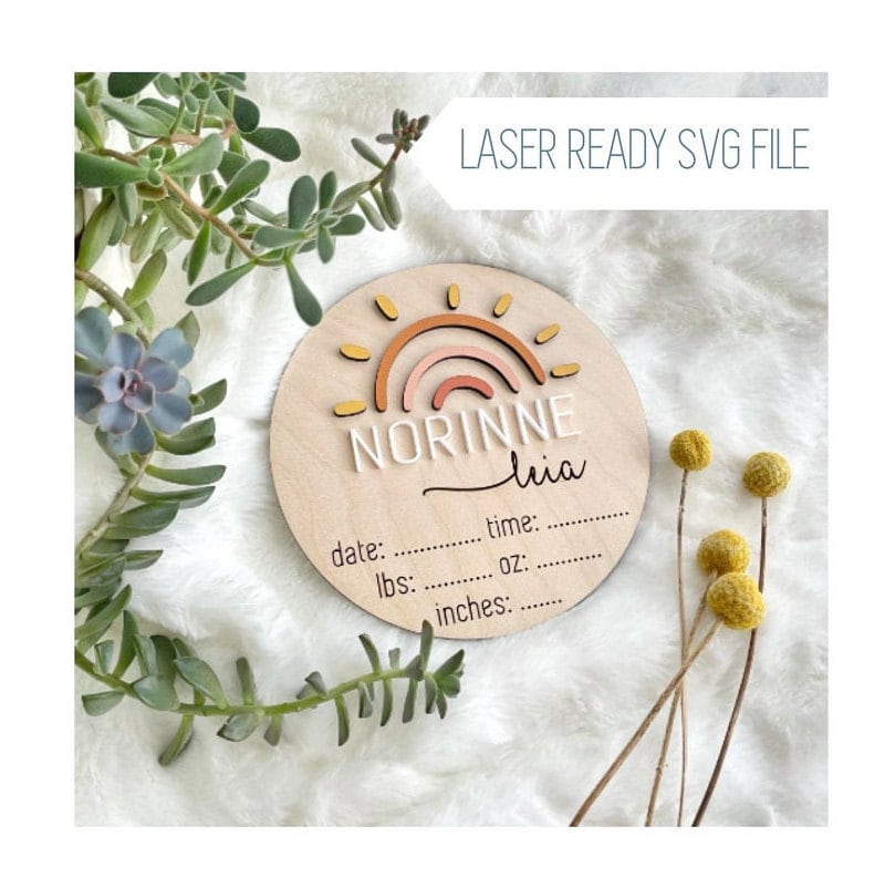 SVG - Boho Sun Birth Announcement | Baby Stats | Birth Reveal | Hello ...