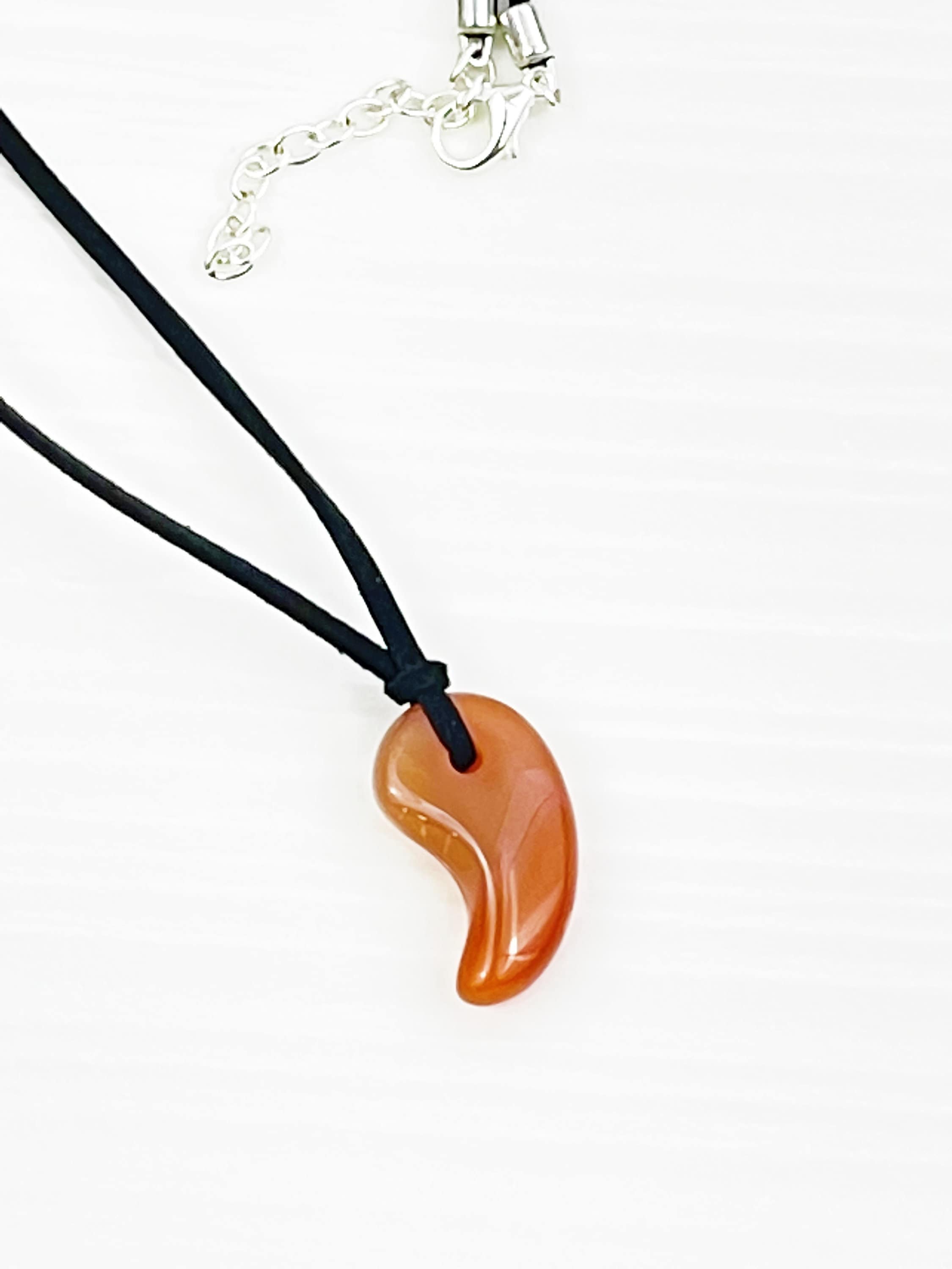 Magatama Stone Pendant, Crystal Gemstone Necklace, Natural Red Onyx ...