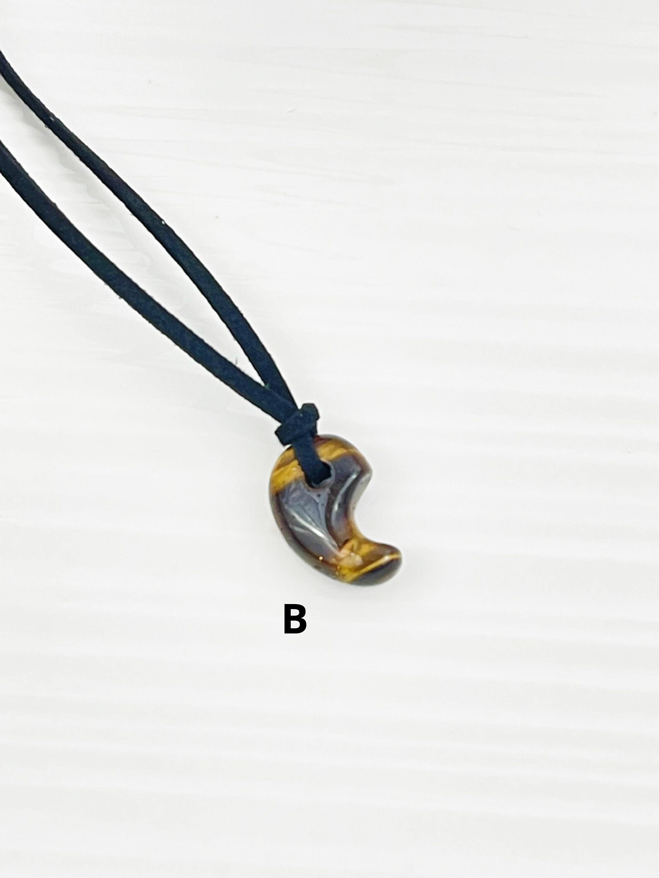 Magatama Stone Pendant Crystal Gemstone Necklaceyellow - Etsy
