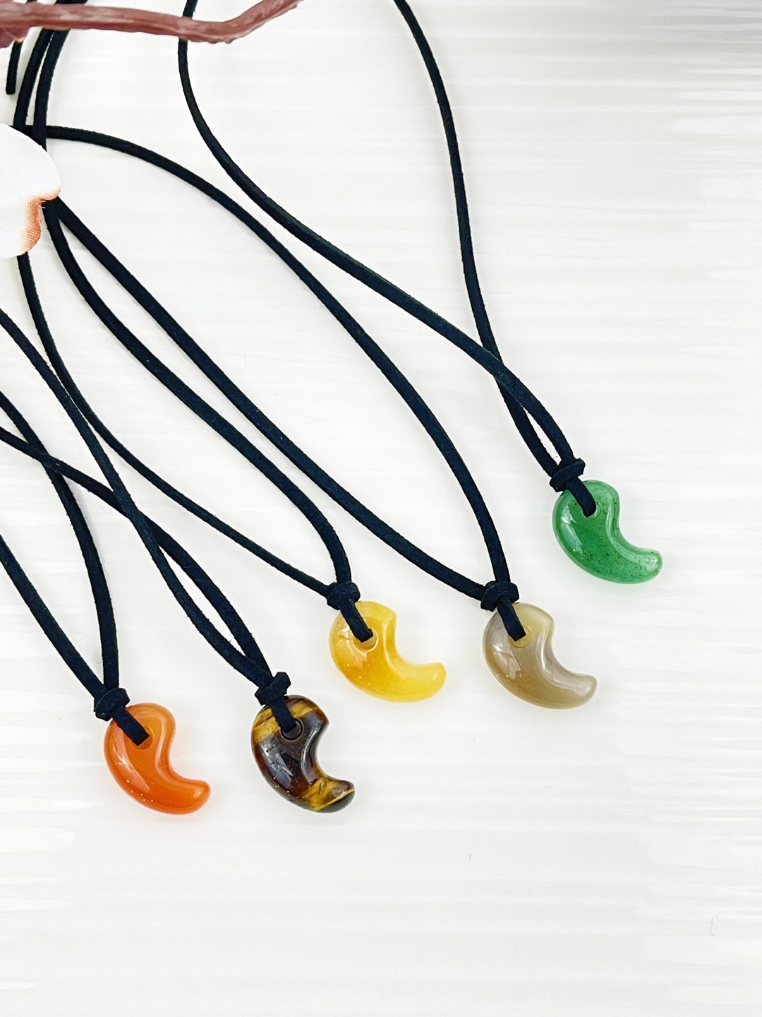 Magatama Stone Pendant, Crystal Gemstone Necklace,yellow Jade,red Agate ...