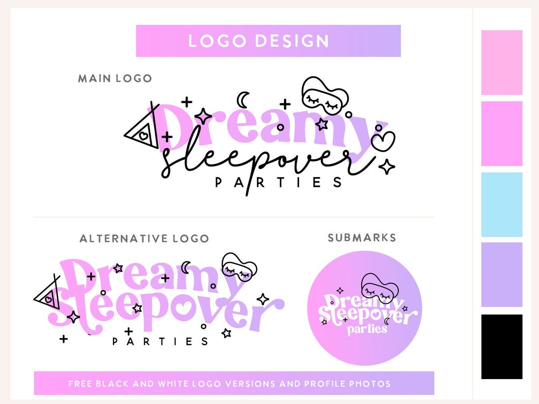 Sleepover Logo Design Cute Tent Logo Pastel Logo Design, Cute Logo ...