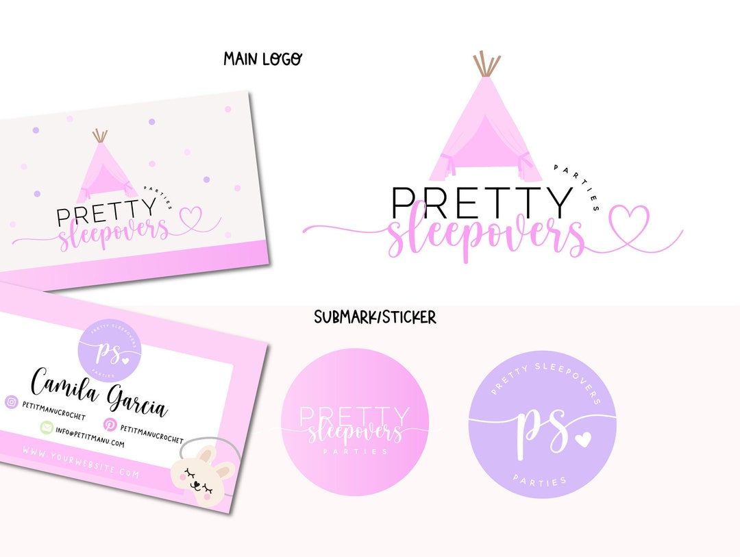 Sleepover Logo Cute Tent Logo Pastel Logo Design Cute - Etsy Australia