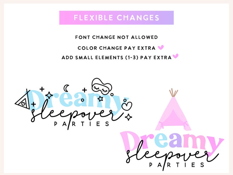 Sleepover Logo Design Cute Tent Logo Pastel Logo Design, Cute Logo ...