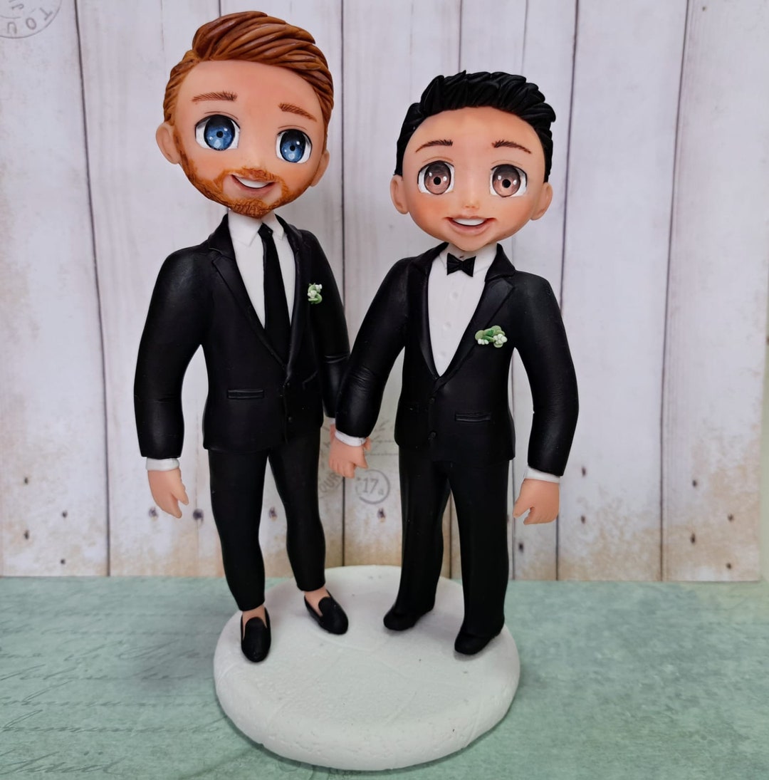 Gay Wedding Cake Topper, Groom and Groom Cake Topper, LGBTIQ Wedding ...