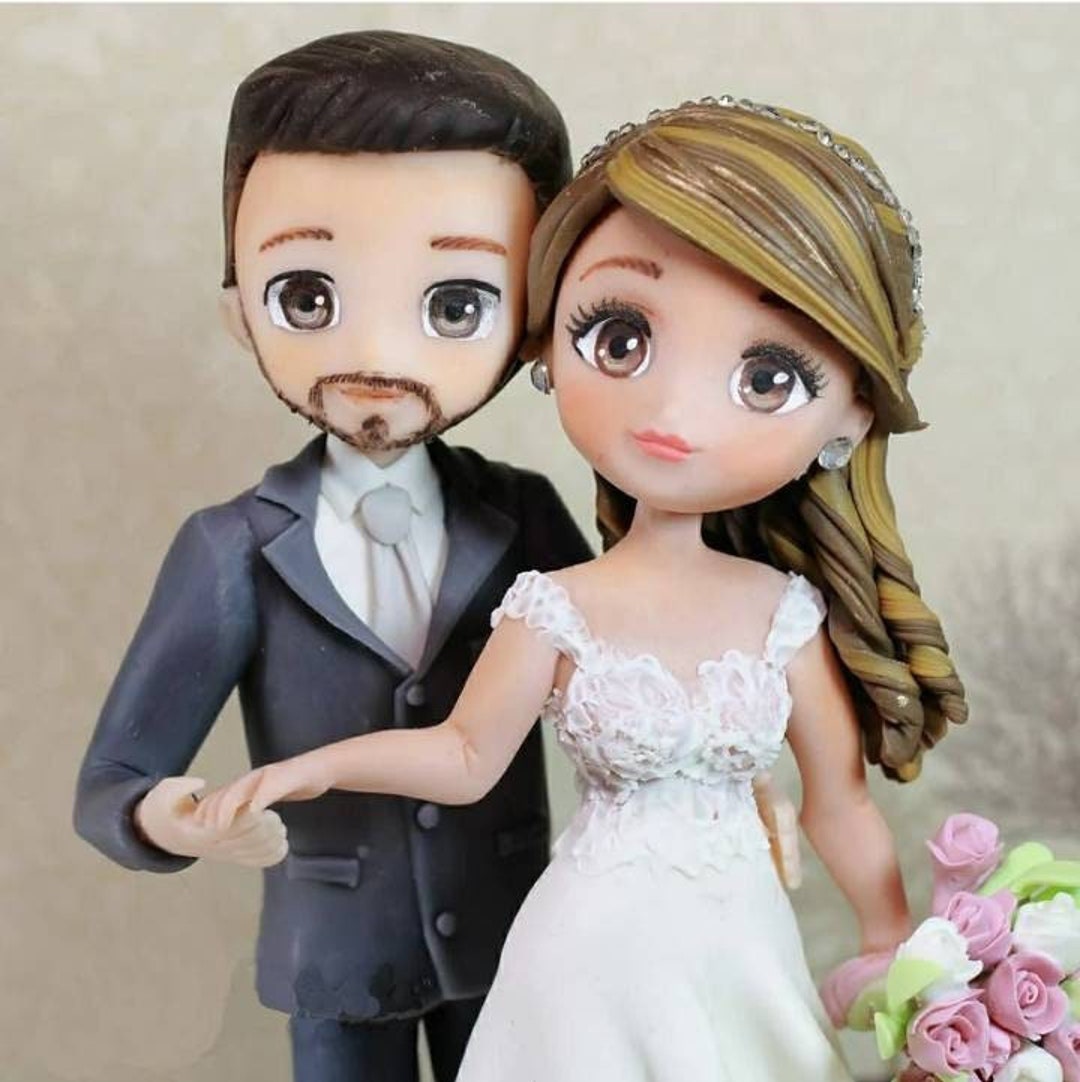 Bride and Groom Cake Topper for Wedding, Custom Wedding Cake Topper ...