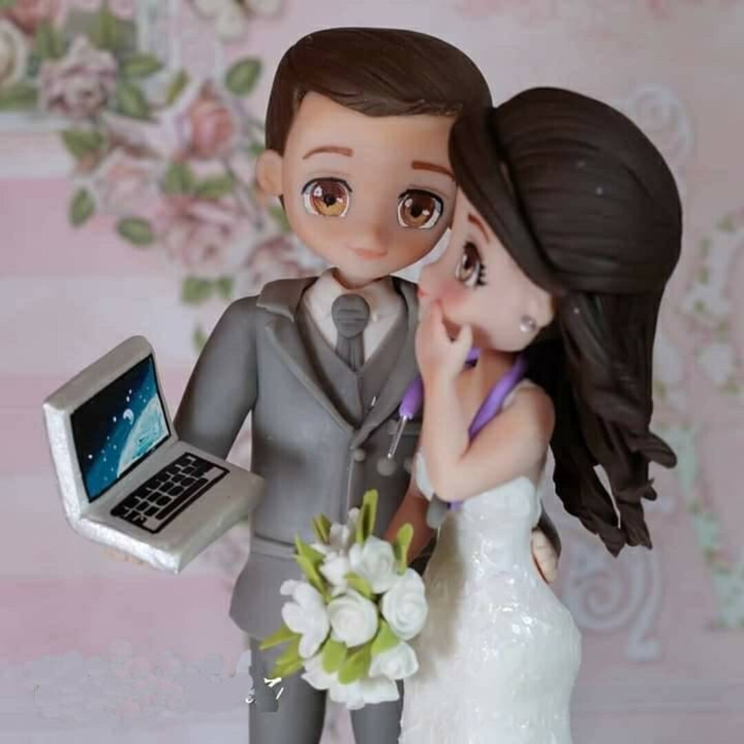 Wedding Cake Topper Bride and Groom, Bride and Groom Cake Topper ...