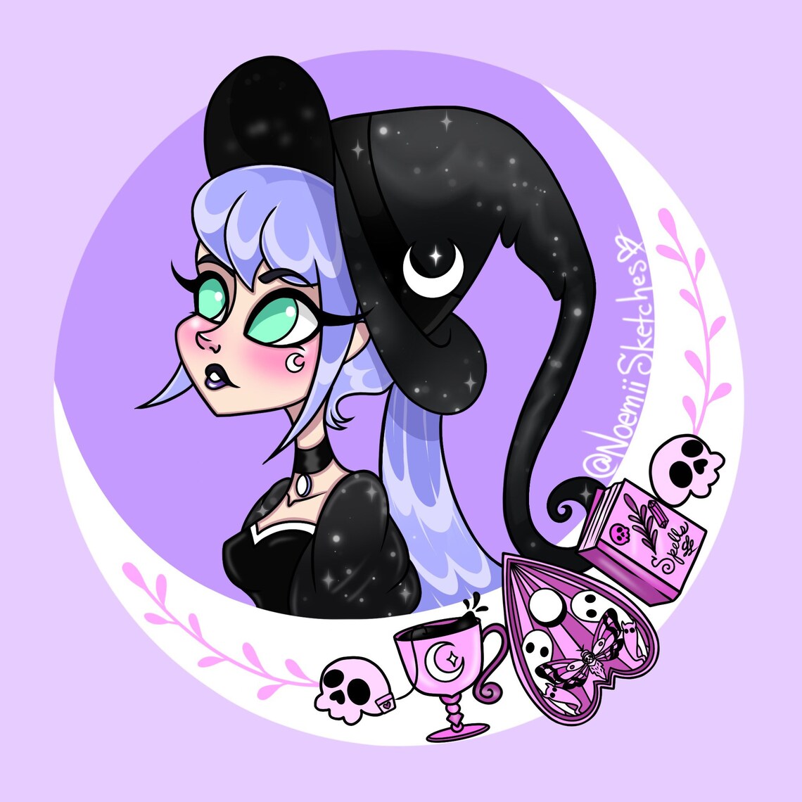 Crescent Moon Witch Matte Stickers | Etsy