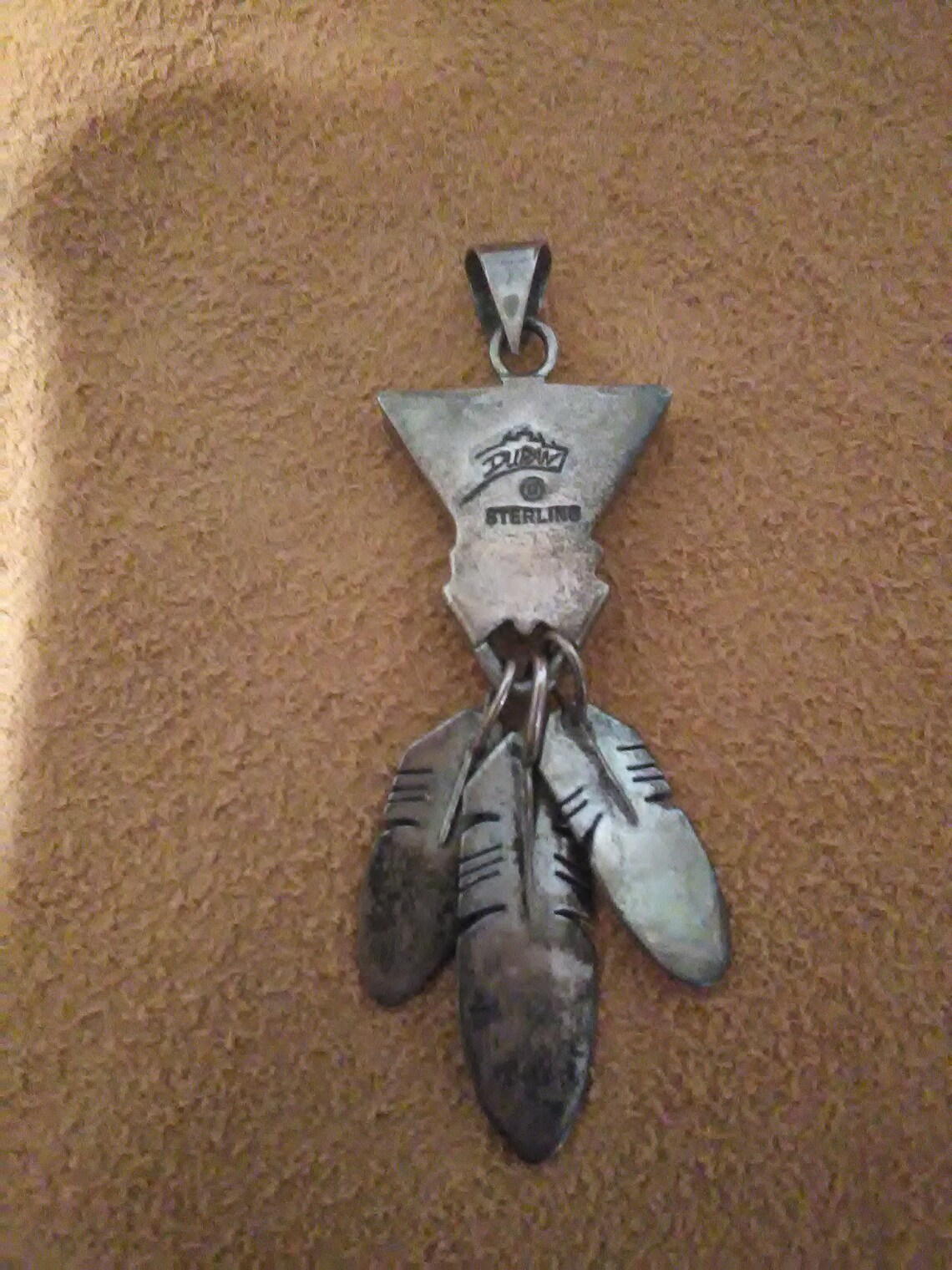 Large Three-feather Arrowhead Pendant by Duran Gasper, Zuni - Etsy